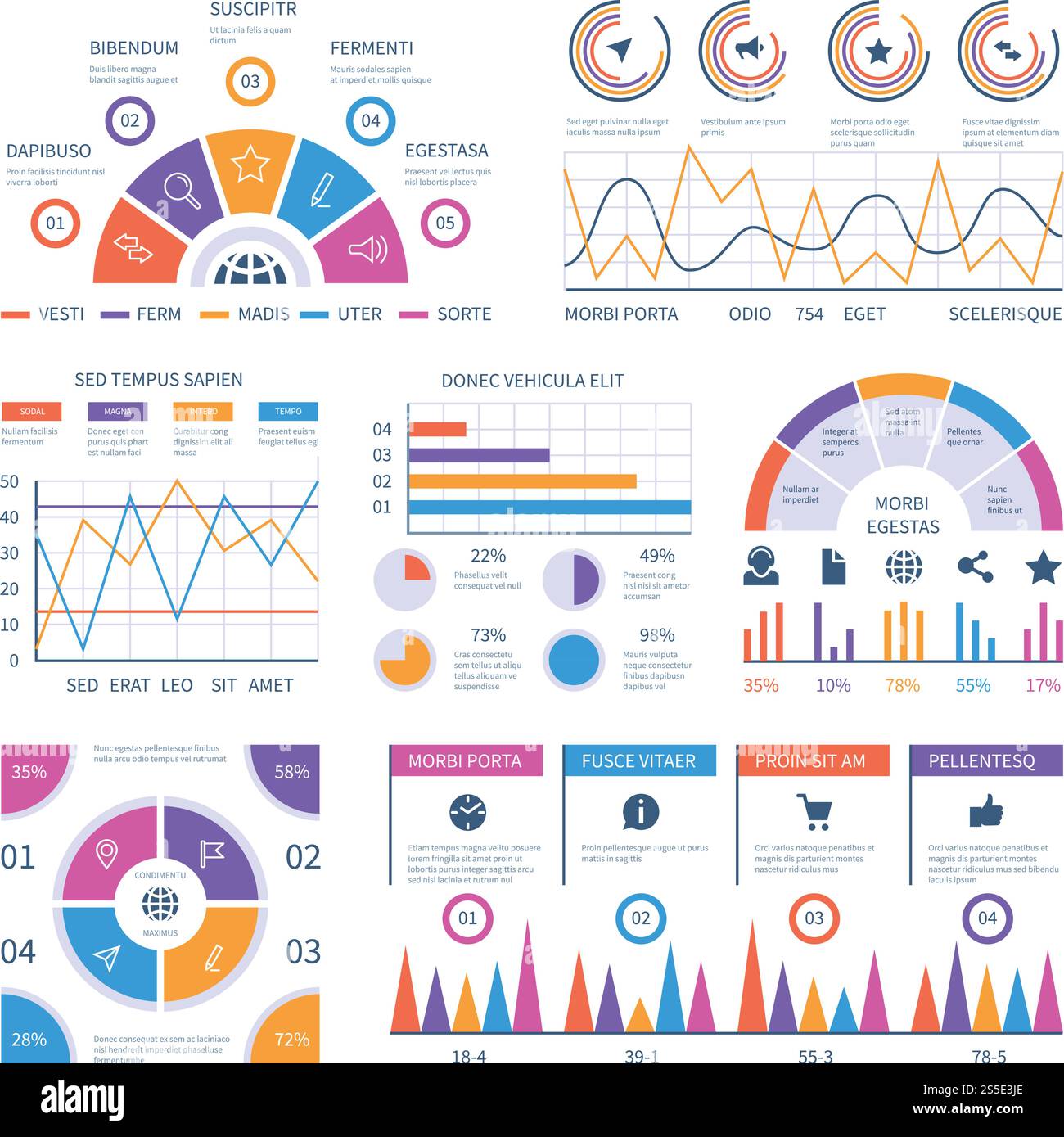 Infographic template. Dashboard, bar finance graphs, pie chart and line diagrams. Analytical ...