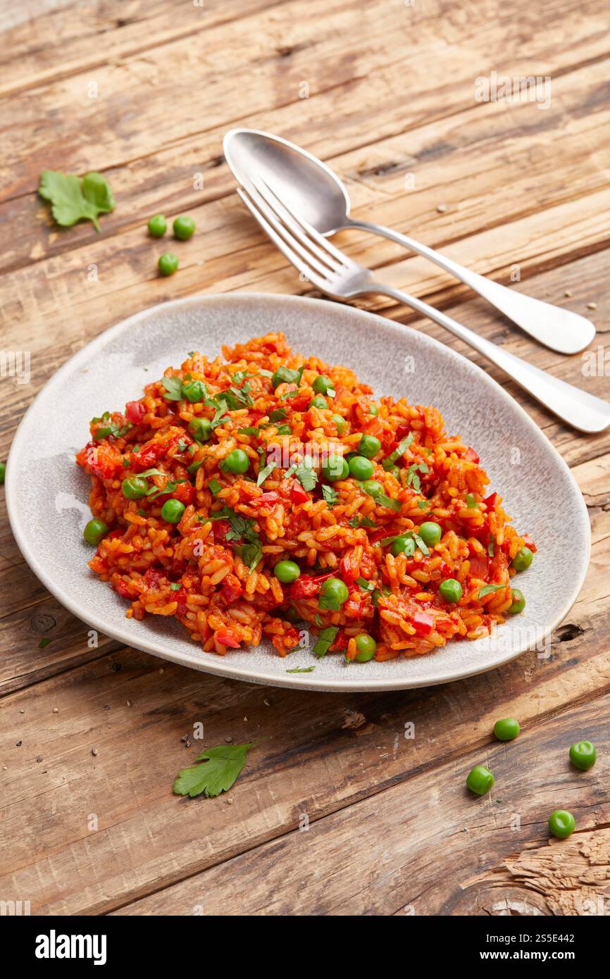 Djuvec Rice and Pea Pan Stock Photo - Alamy