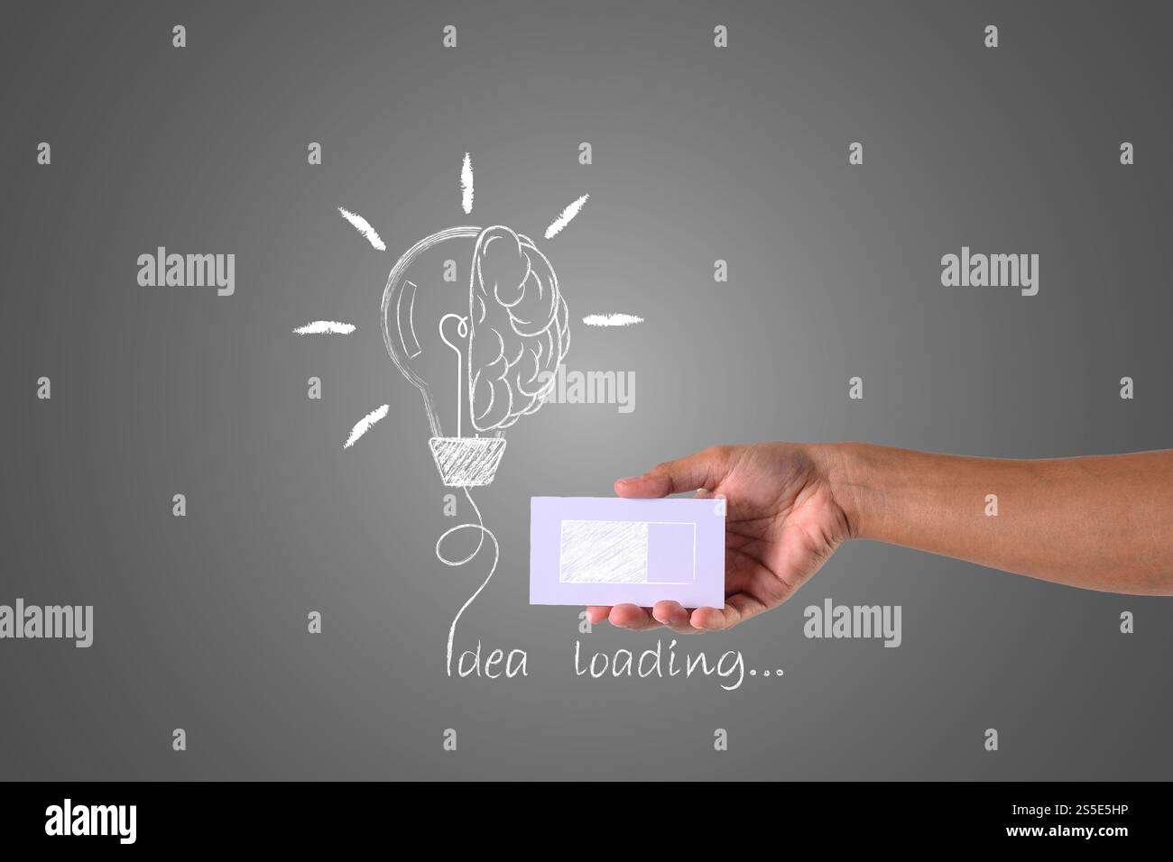 The brain that thinks about the loading with white chalk in the hands ...