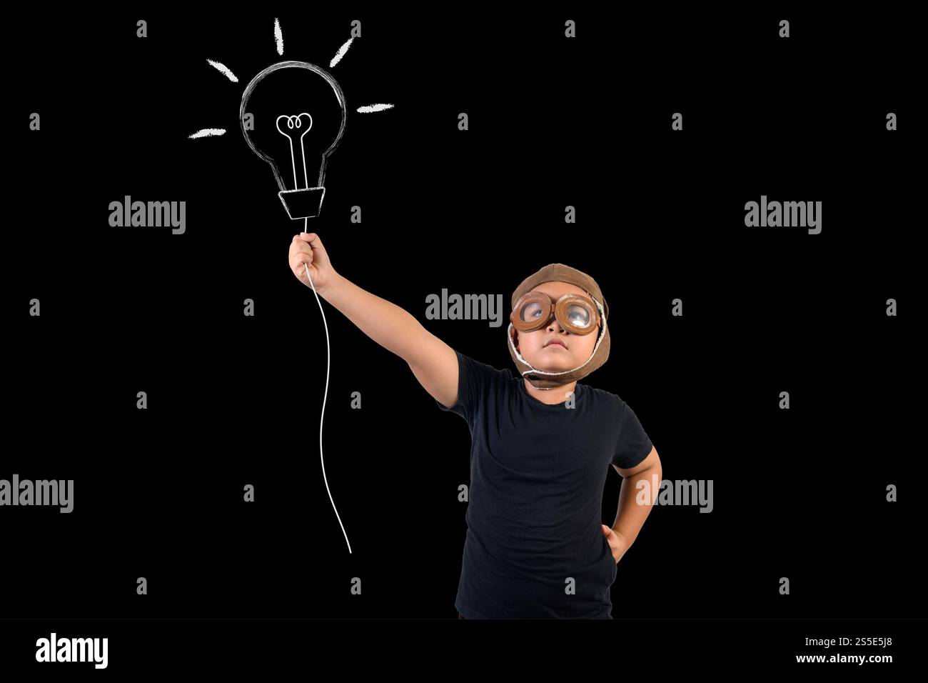 The boy pretends to be a superhero and uses his mind. Draw concept ...