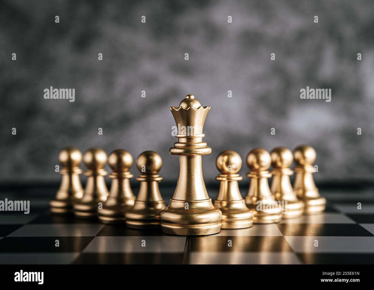 Gold Chess on chess board game for business metaphor leadership concept ...