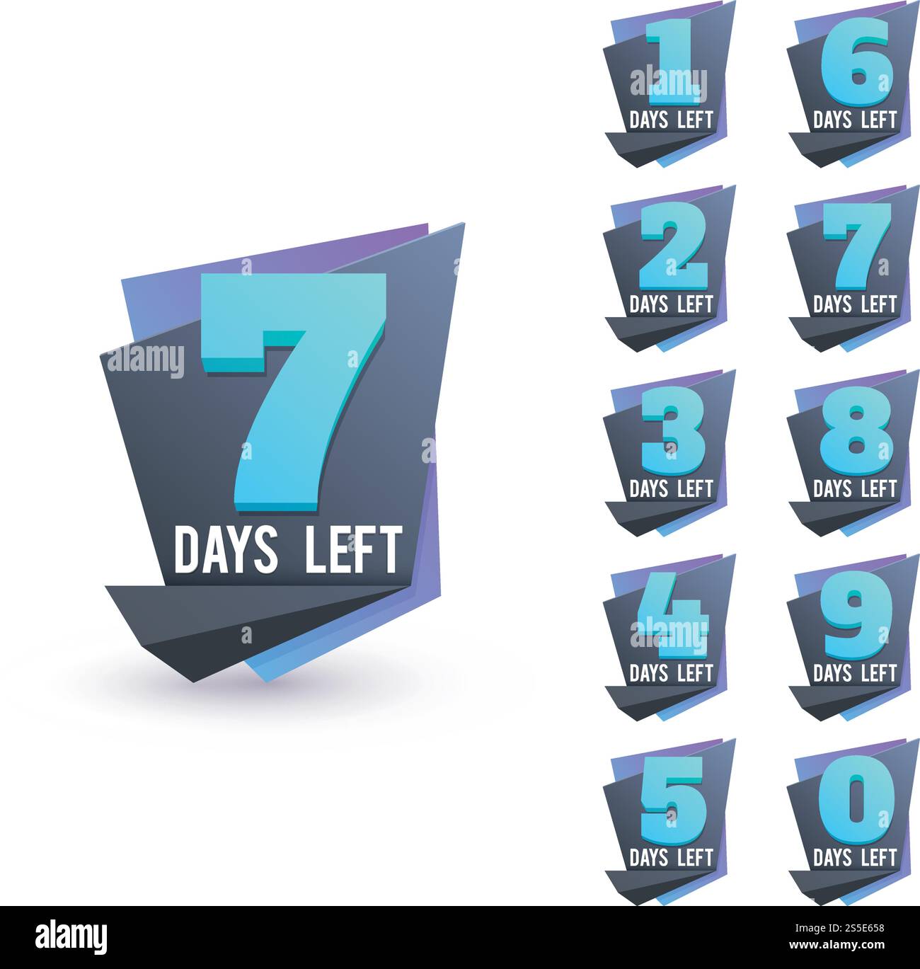 Day to go numbers. Days left countdown business sign vector set ...