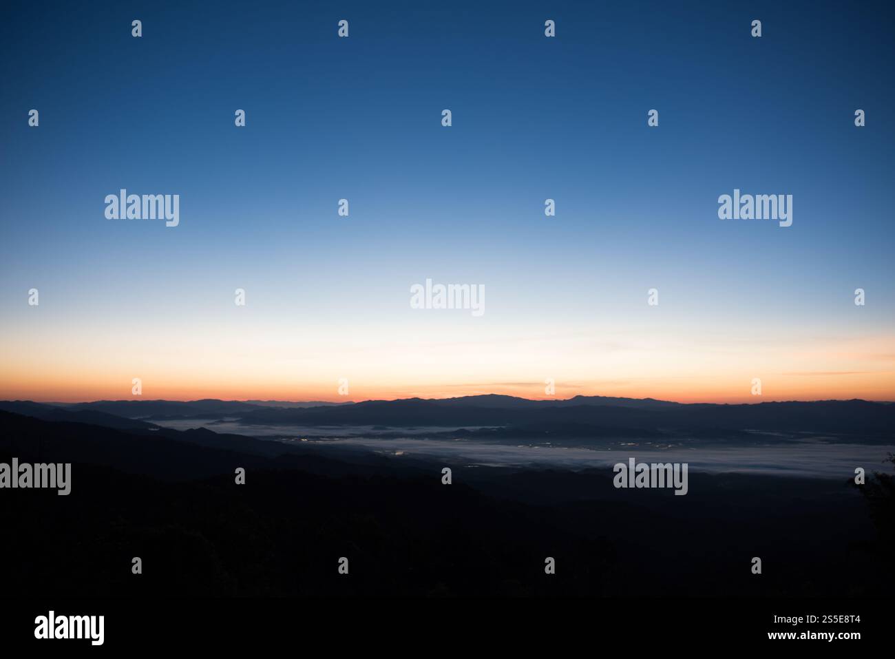 Mountain range in the morning, Silhouette layer mountain Stock Photo ...