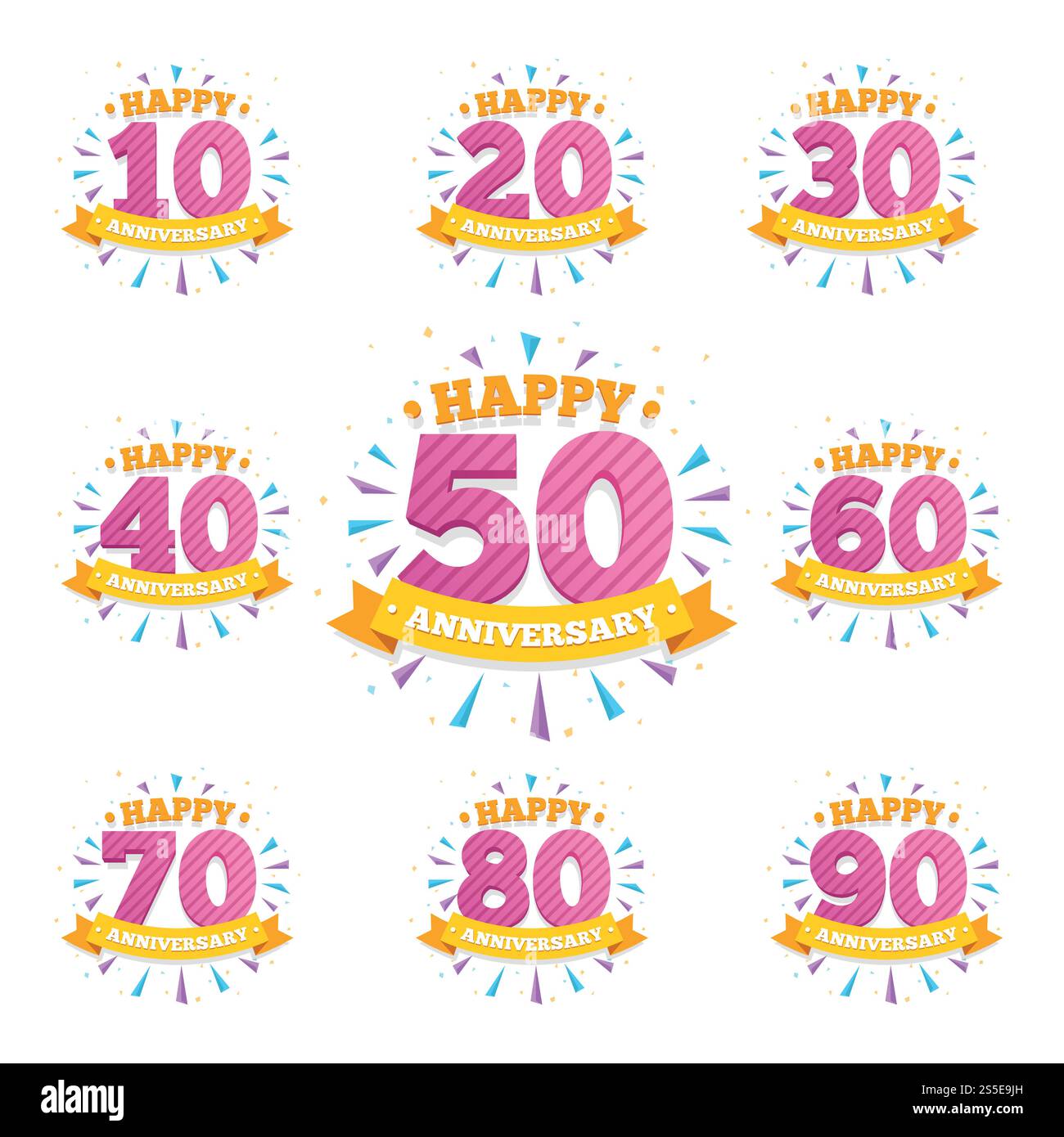 Anniversary emblems. Creative vector layout for invitation card ...