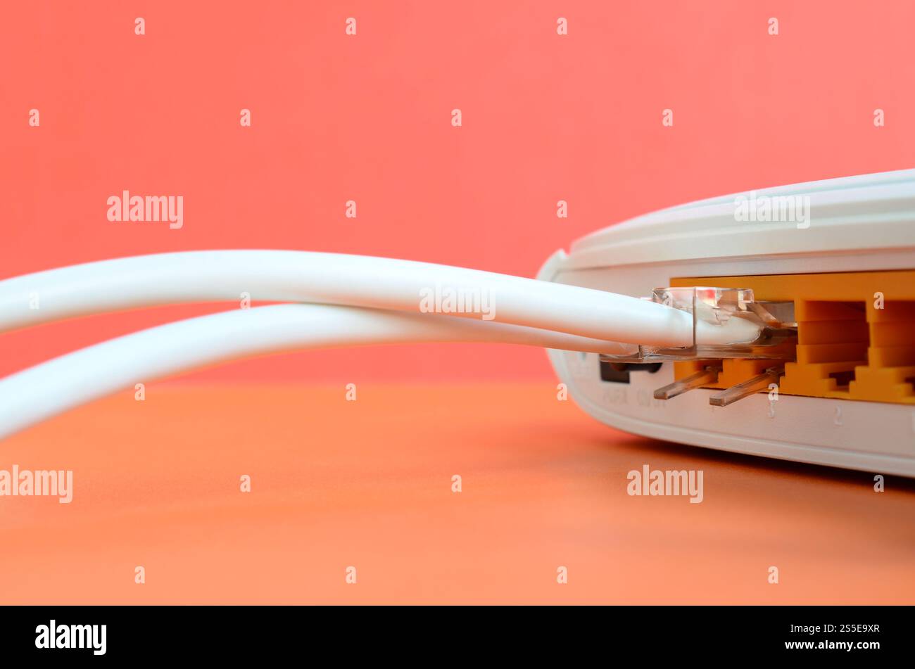 The Internet cable plugs are connected to the Internet router, which ...