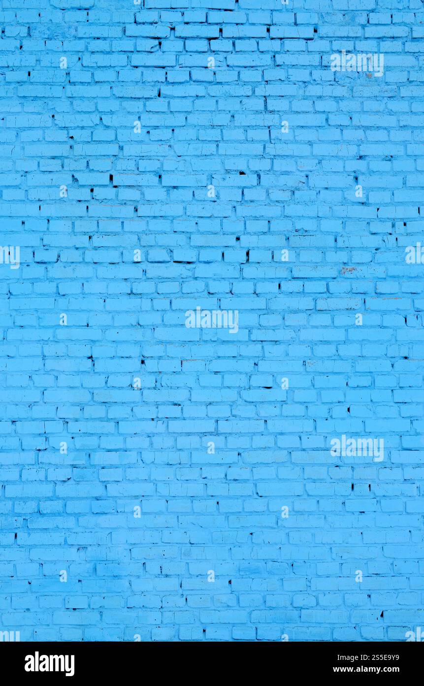 Square brick block wall background and texture. Painted in blue Stock ...