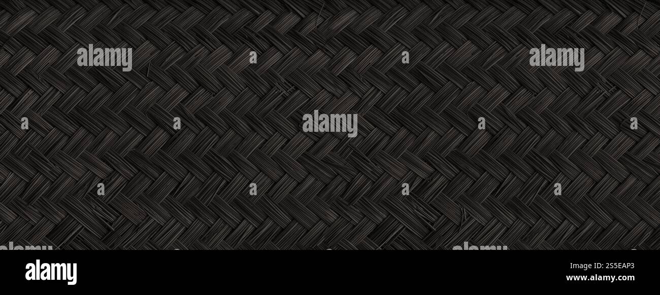 Black woven bamboo mat texture. Banner background wallpaper. Black ...