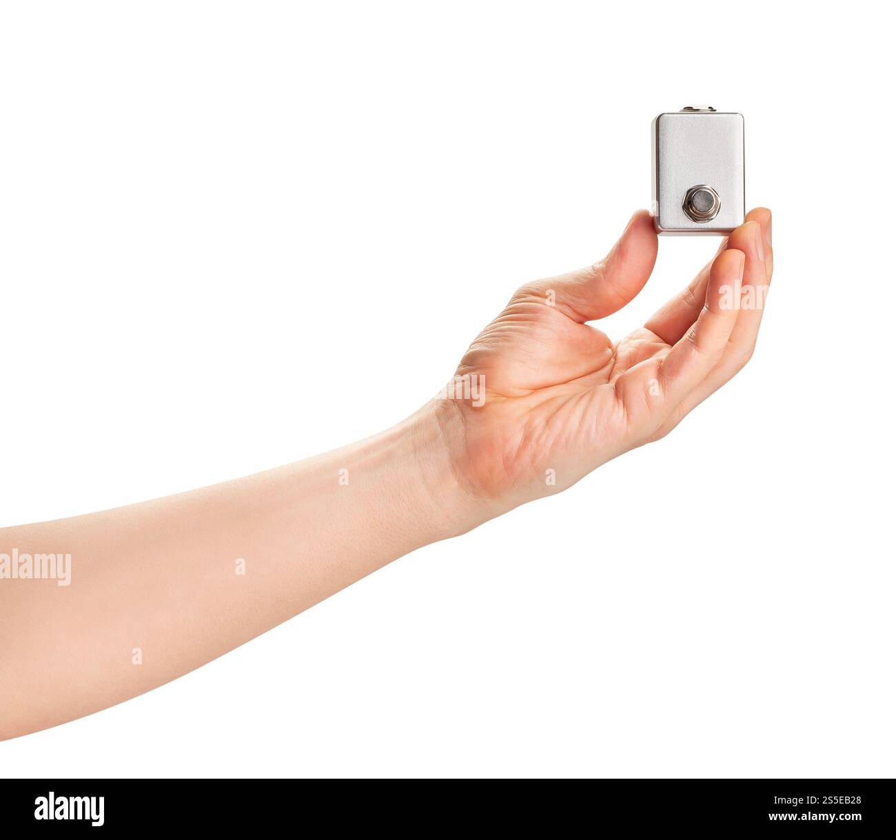 tap tempo guitar pedal in hand path isolated on white Stock Photo - Alamy