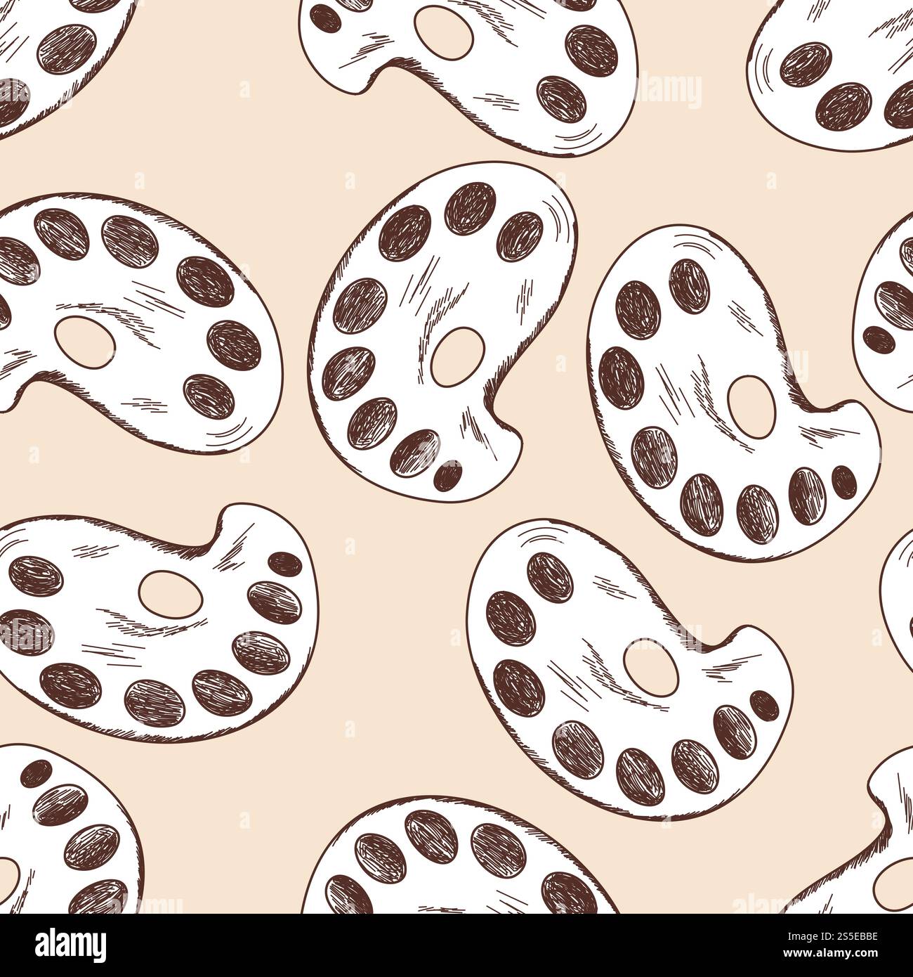 School Paint Palette Seamless. Back To School Sketch Doodle Design ...