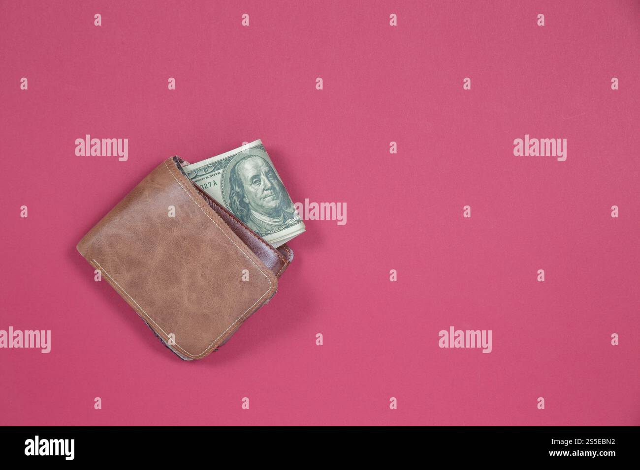 Top view wallet and dollar banknote Stock Photo - Alamy