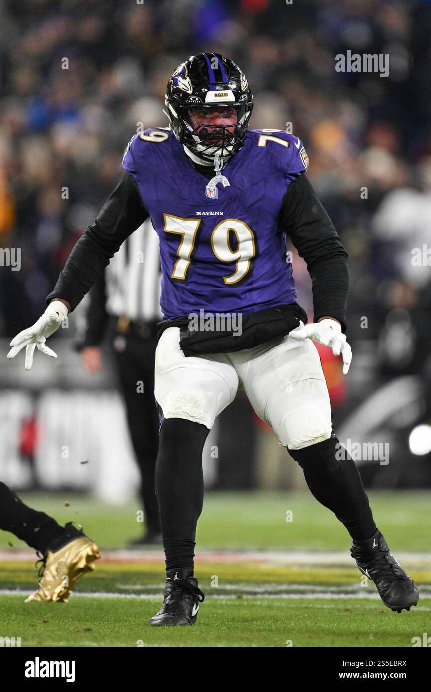 Baltimore Ravens offensive tackle Ronnie Stanley (79) in action during ...