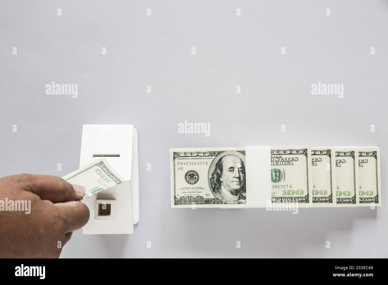 Top view dollar banknote with wood house , finance concept Stock Photo ...