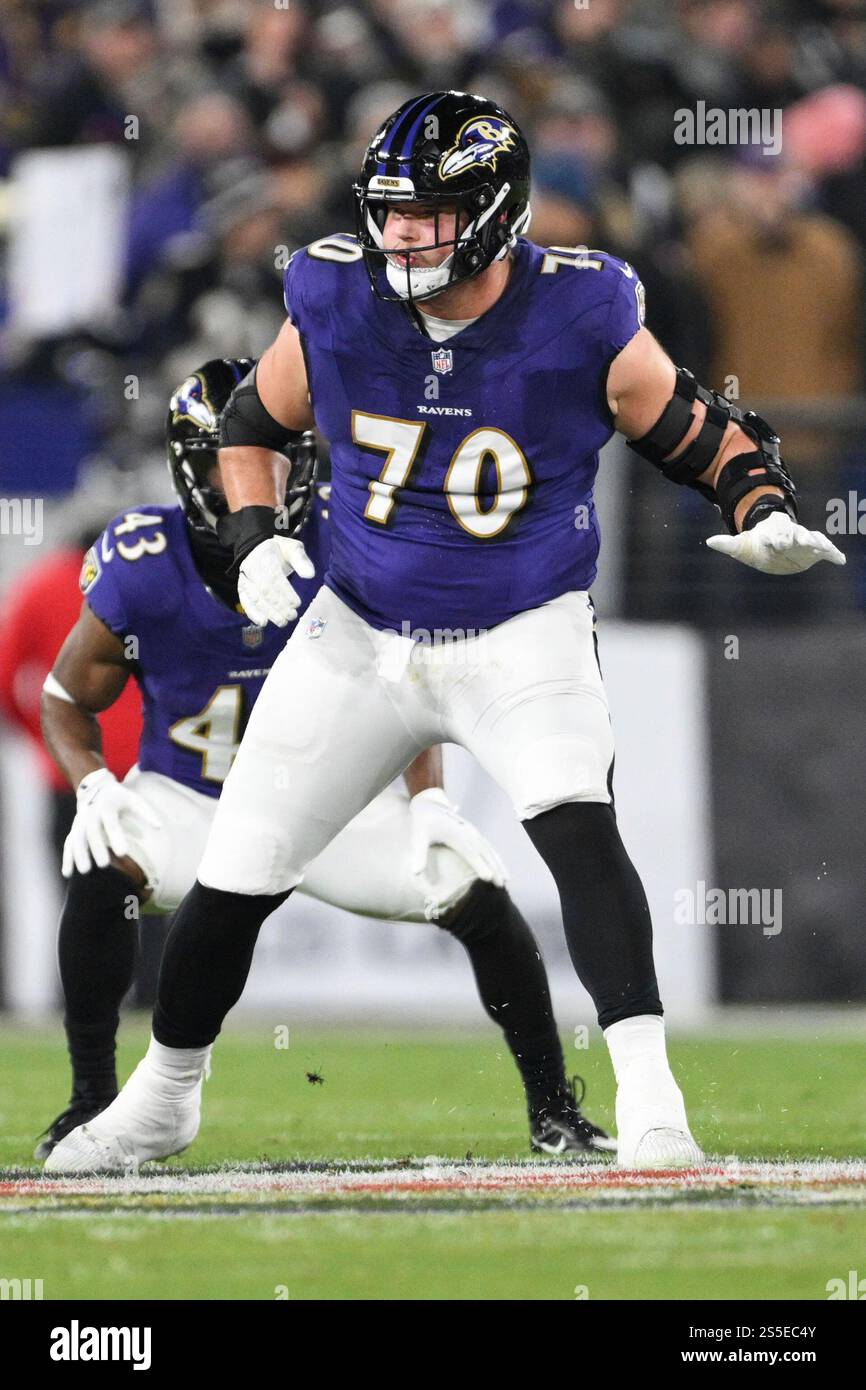 Baltimore Ravens offensive tackle Roger Rosengarten (70) in action ...