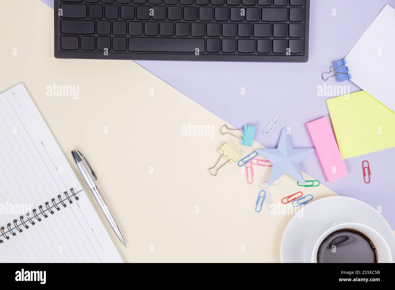 Flat lay, top view office table desk. Workspace background Stock Photo ...
