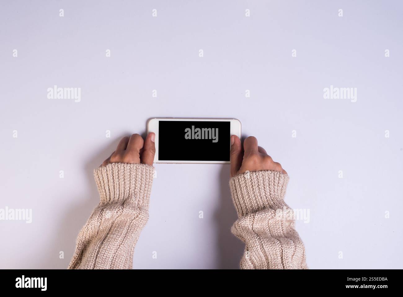 Hand phone on top hi-res stock photography and images - Alamy