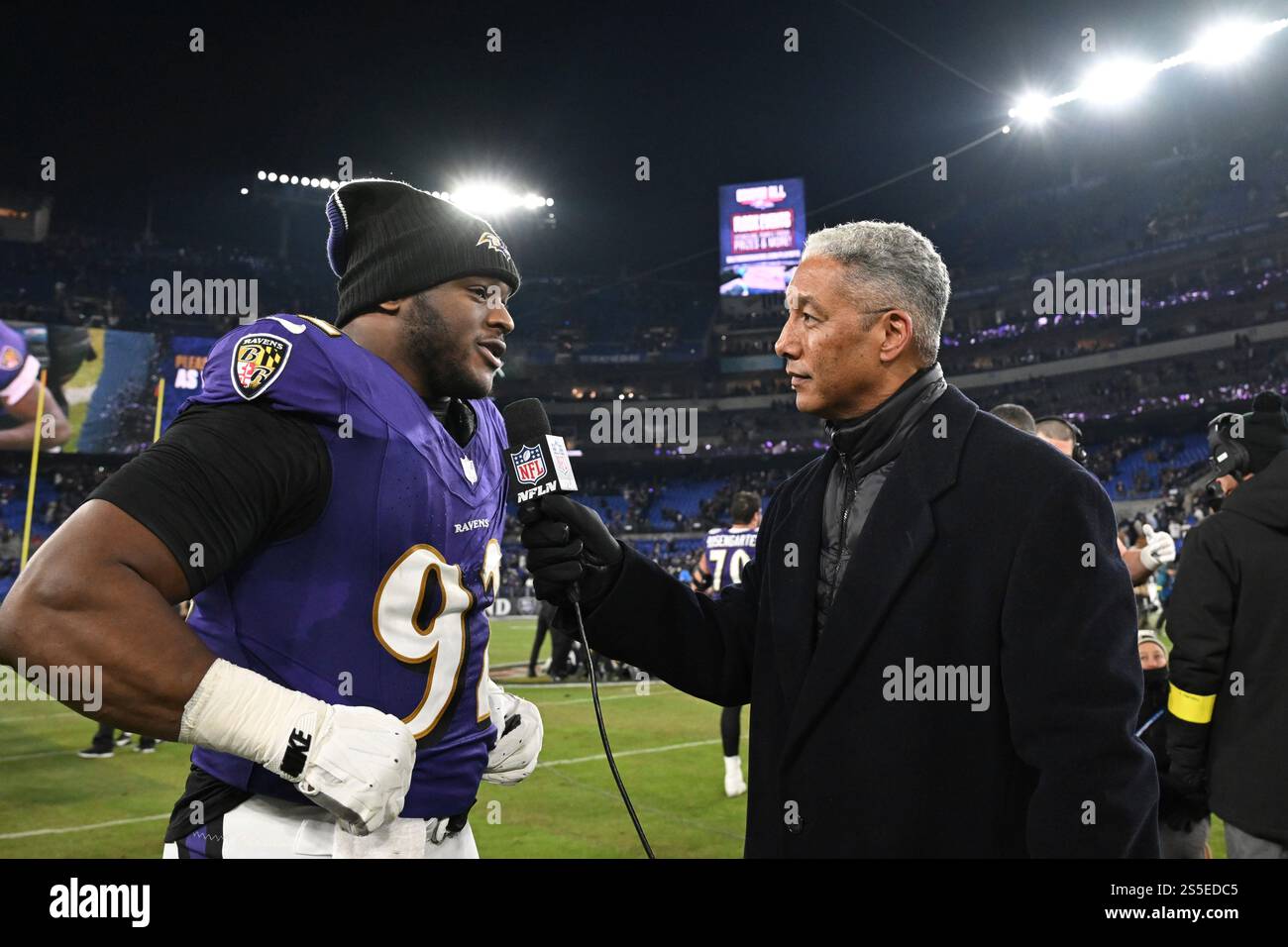 NFL network reporter Steve Wyche interviews Baltimore Ravens defensive ...