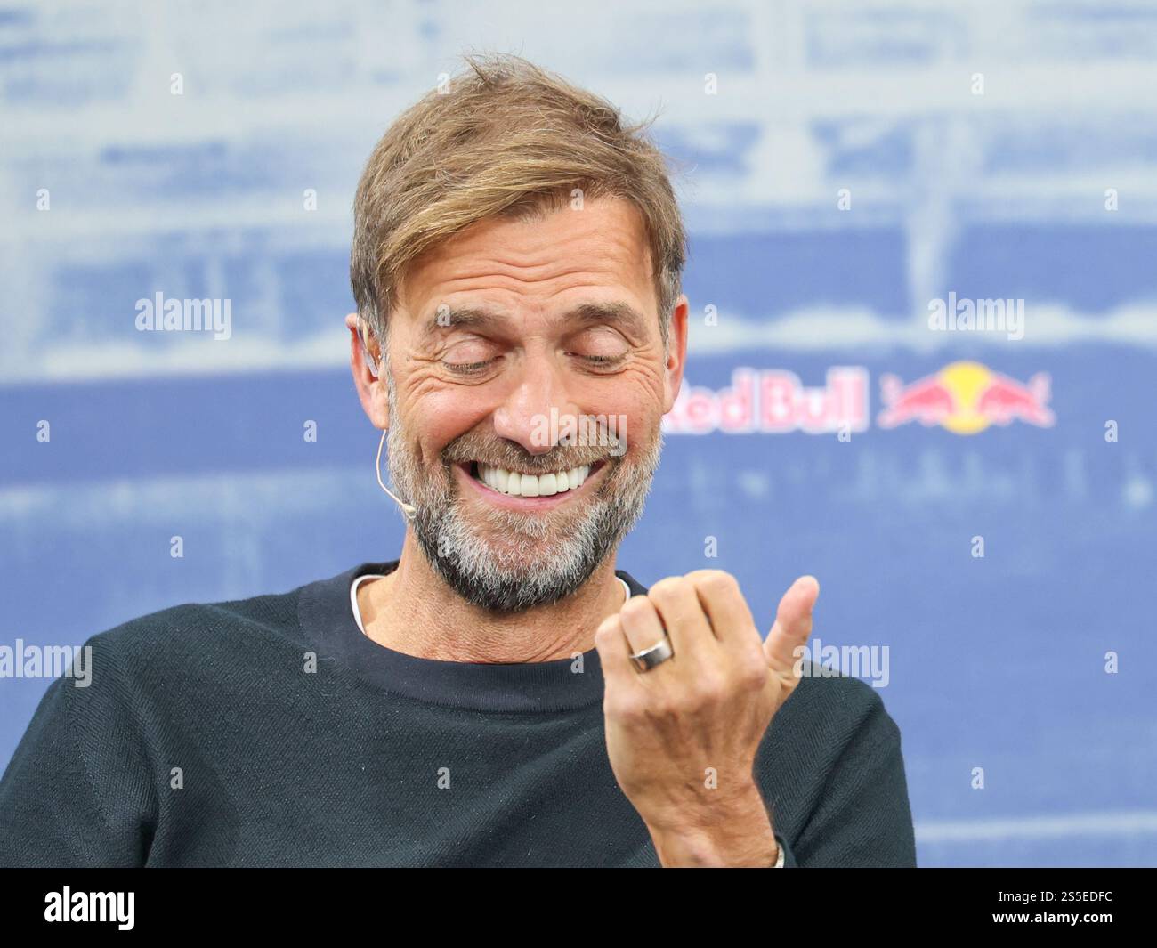 Salzburg, Austria. 14th Jan, 2025. Jürgen Klopp sits in Red Bull Hangar ...