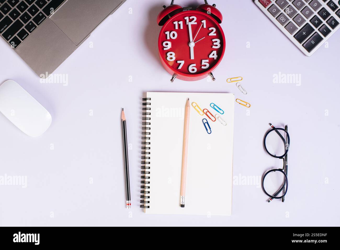 Flat lay, top view office table desk. Workspace background Stock Photo ...