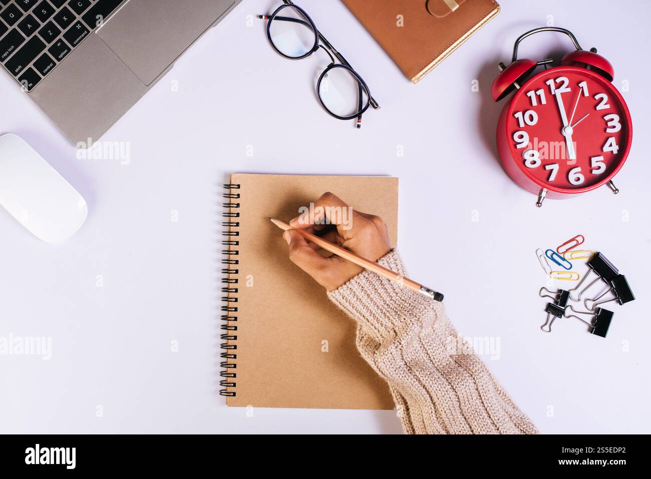 Flat lay, top view office table desk. Workspace background Stock Photo ...