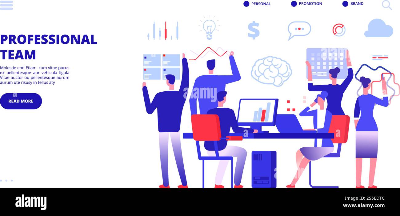 Profession team. Employees work in office. Company business teamwork ...