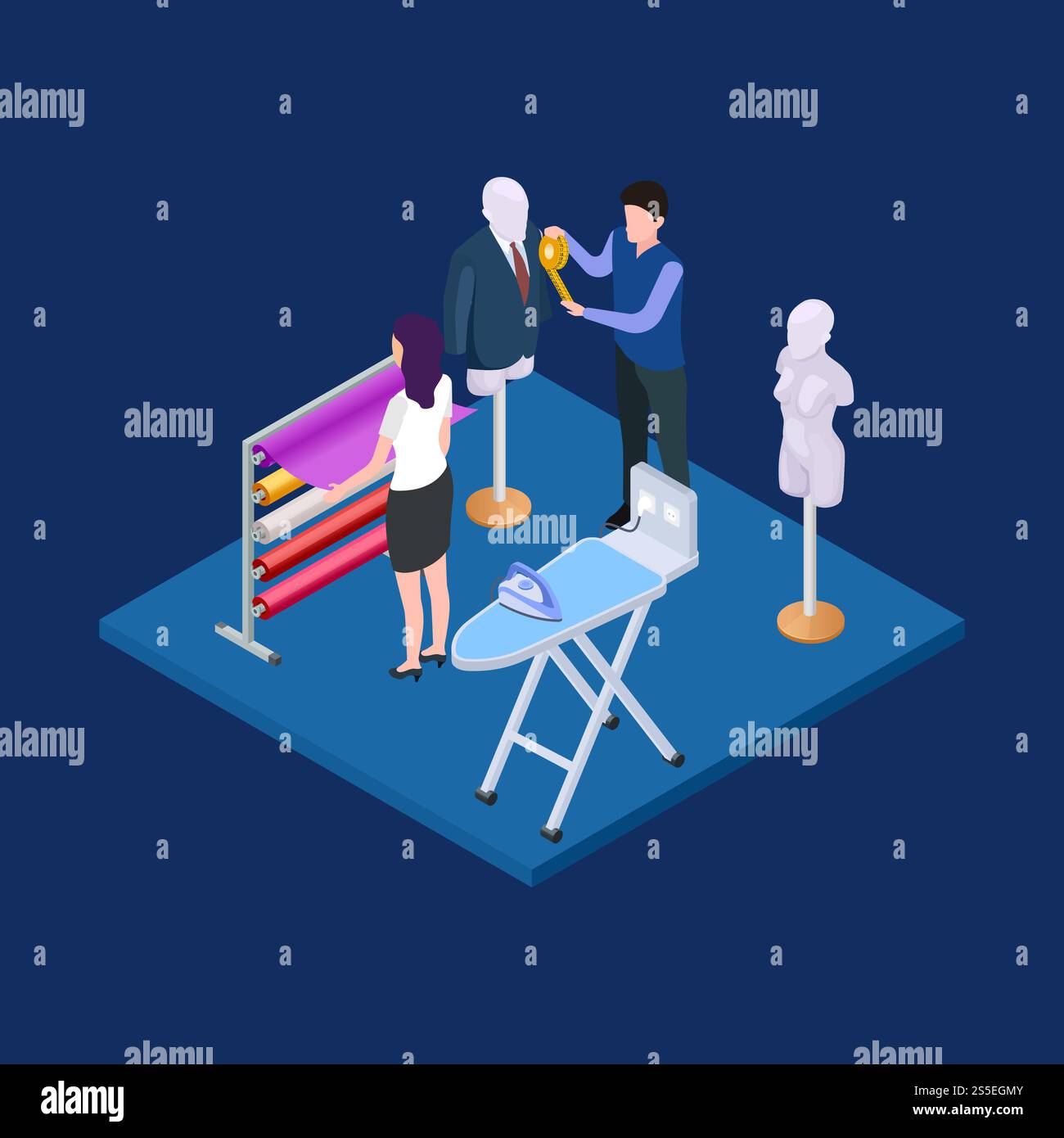Clothing design, atelier 3d isometric vector concept isolated on ...