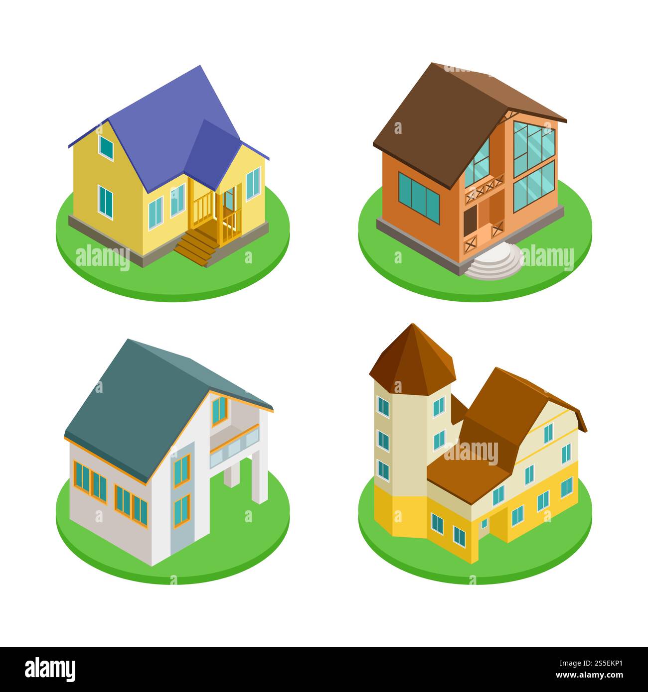 3D isometric living houses vector of set. Illustration of house ...