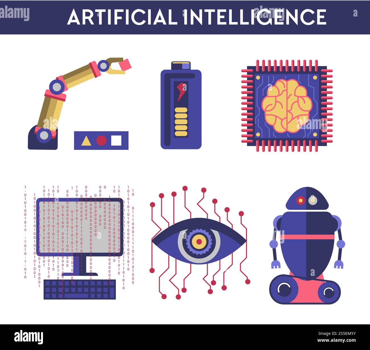Artificial intelligence robot human mind, future computer digital brain science and innovation ...