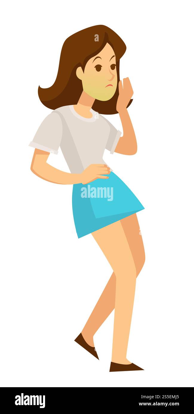 Person feeling sickness unhealthy woman with green face vector nausea ...