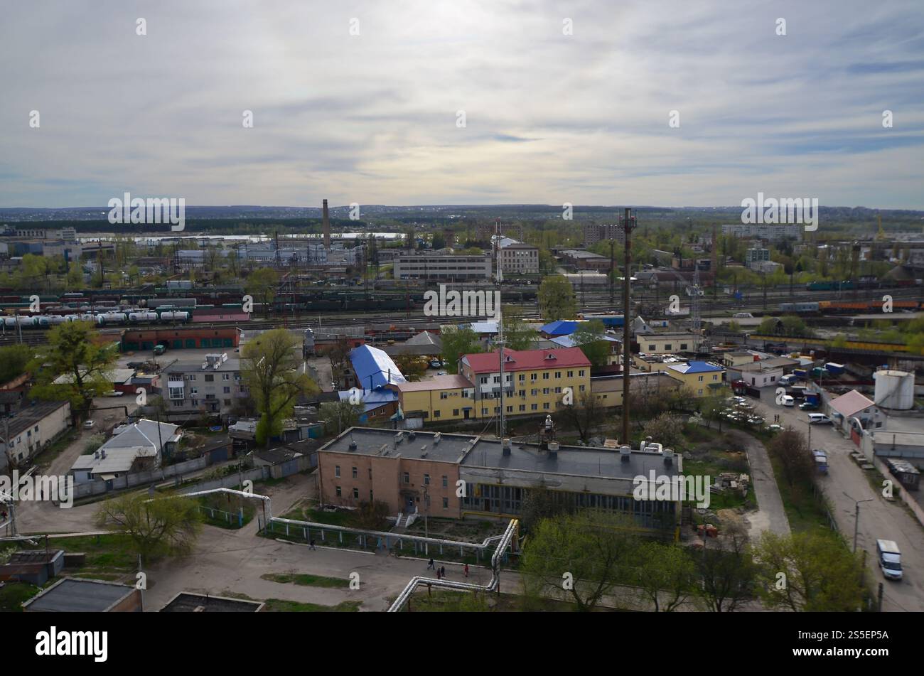 Landscape of an industrial district in the Kharkov city from a birds ...