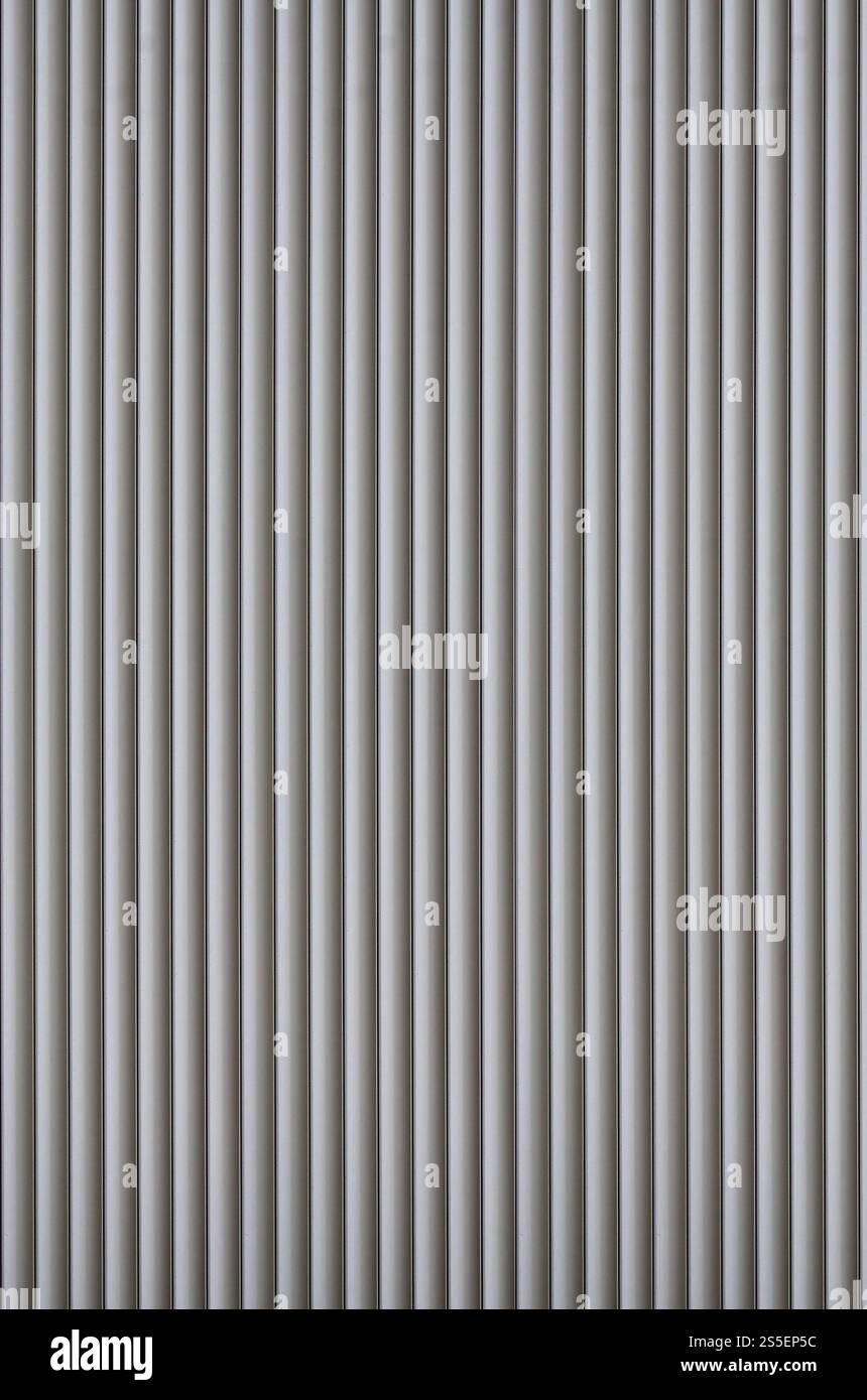 The texture of corrugated metal sheet, white or grey slide door. Old ...