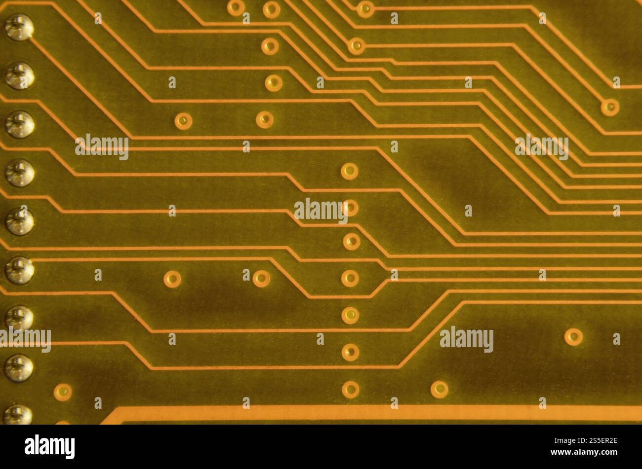 Close up of colored micro circuit board. Abstract technology background ...