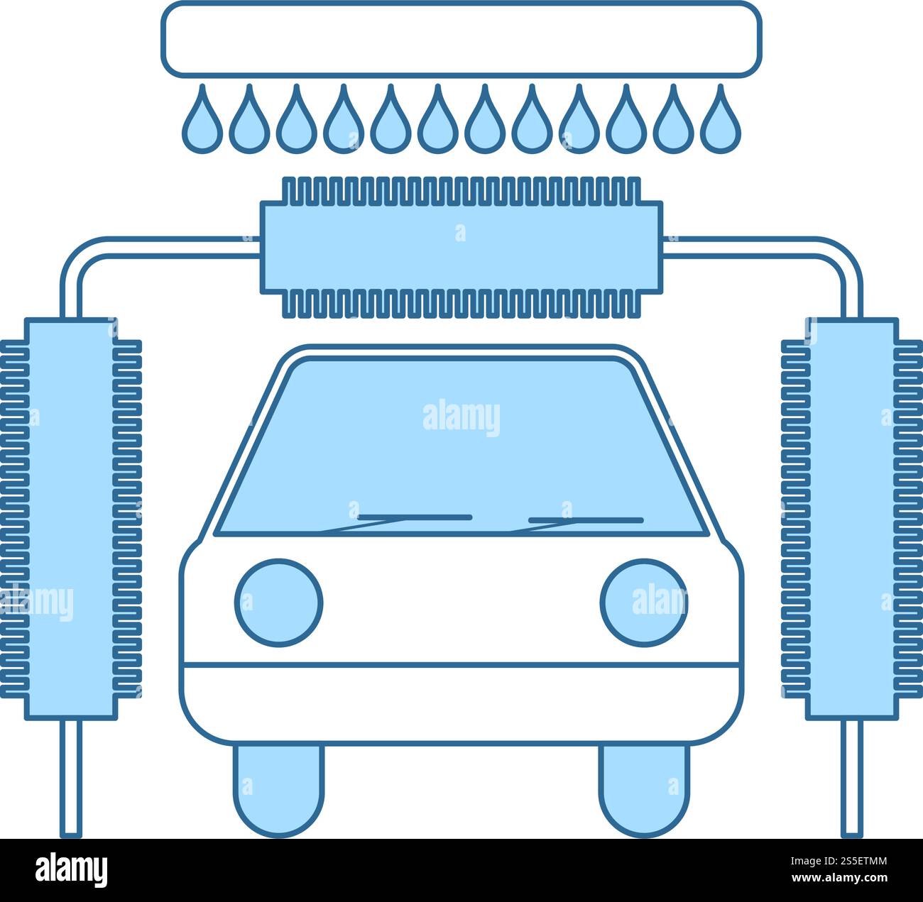 Car Wash Icon. Thin Line With Blue Fill Design. Vector Illustration ...