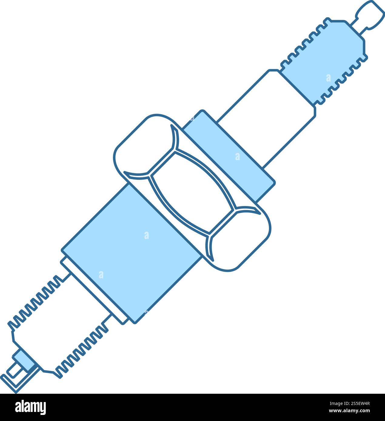 Spark Plug Icon. Thin Line With Blue Fill Design. Vector Illustration ...