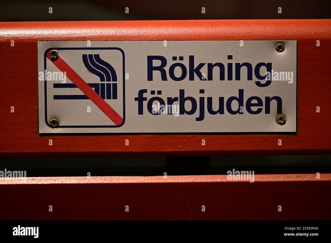 Stockholm, Uppland, Sweden. December 30 2024. "Smoking forbidden" sign ...