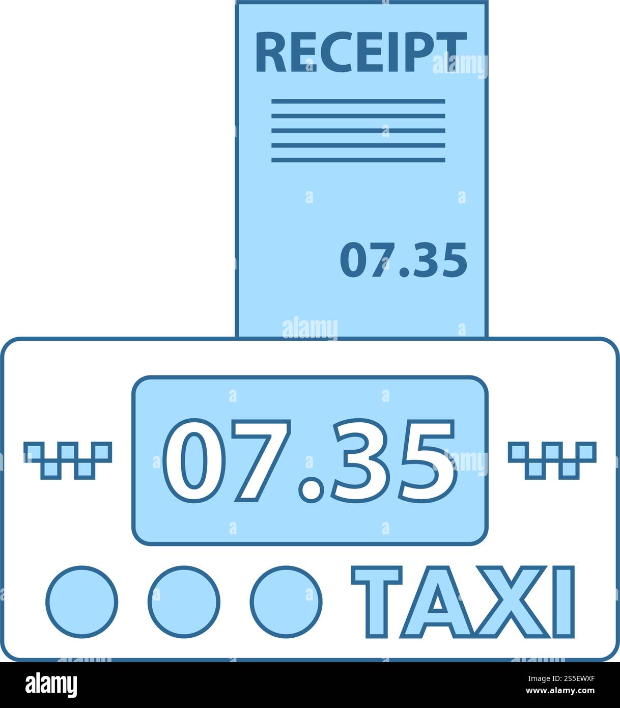 Taxi Meter With Receipt Icon. Thin Line With Blue Fill Design. Vector ...