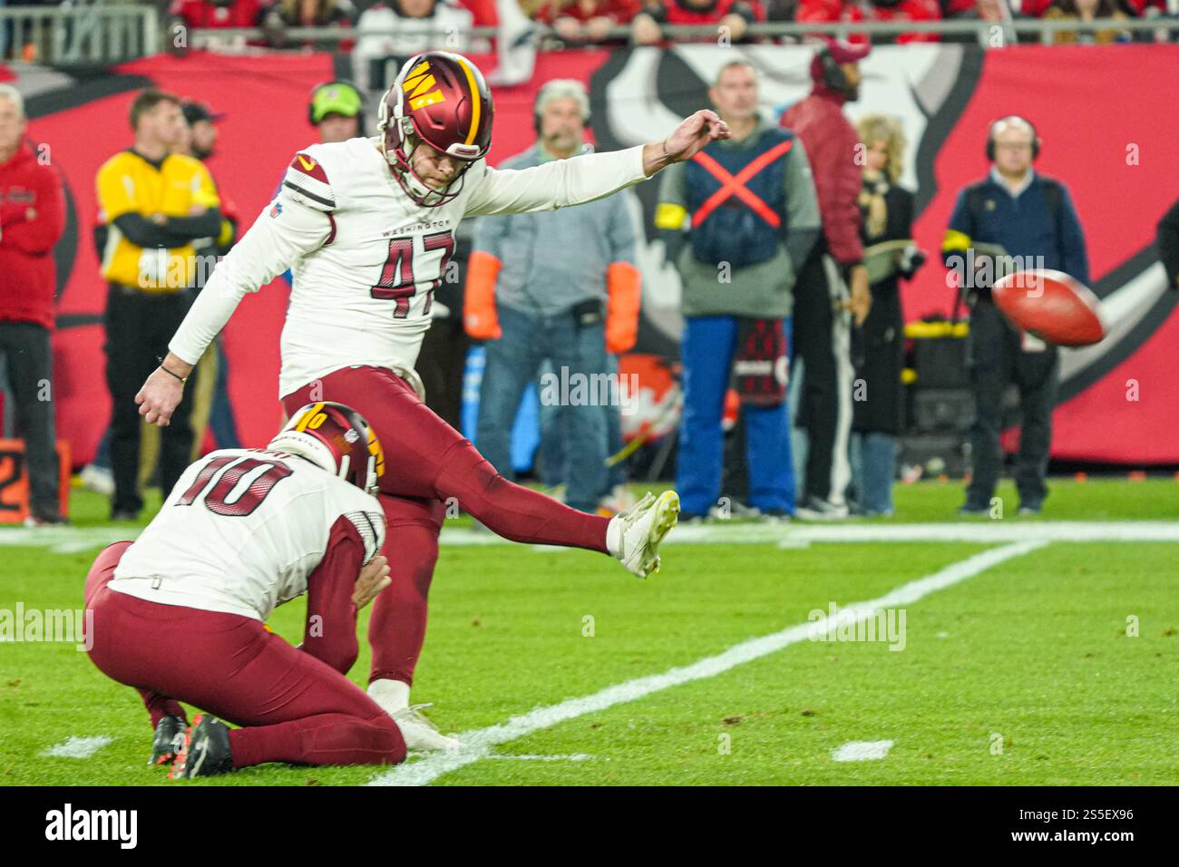 Tampa Bay, Florida, USA, January 12, 2025, Washington Commanders kicker ...