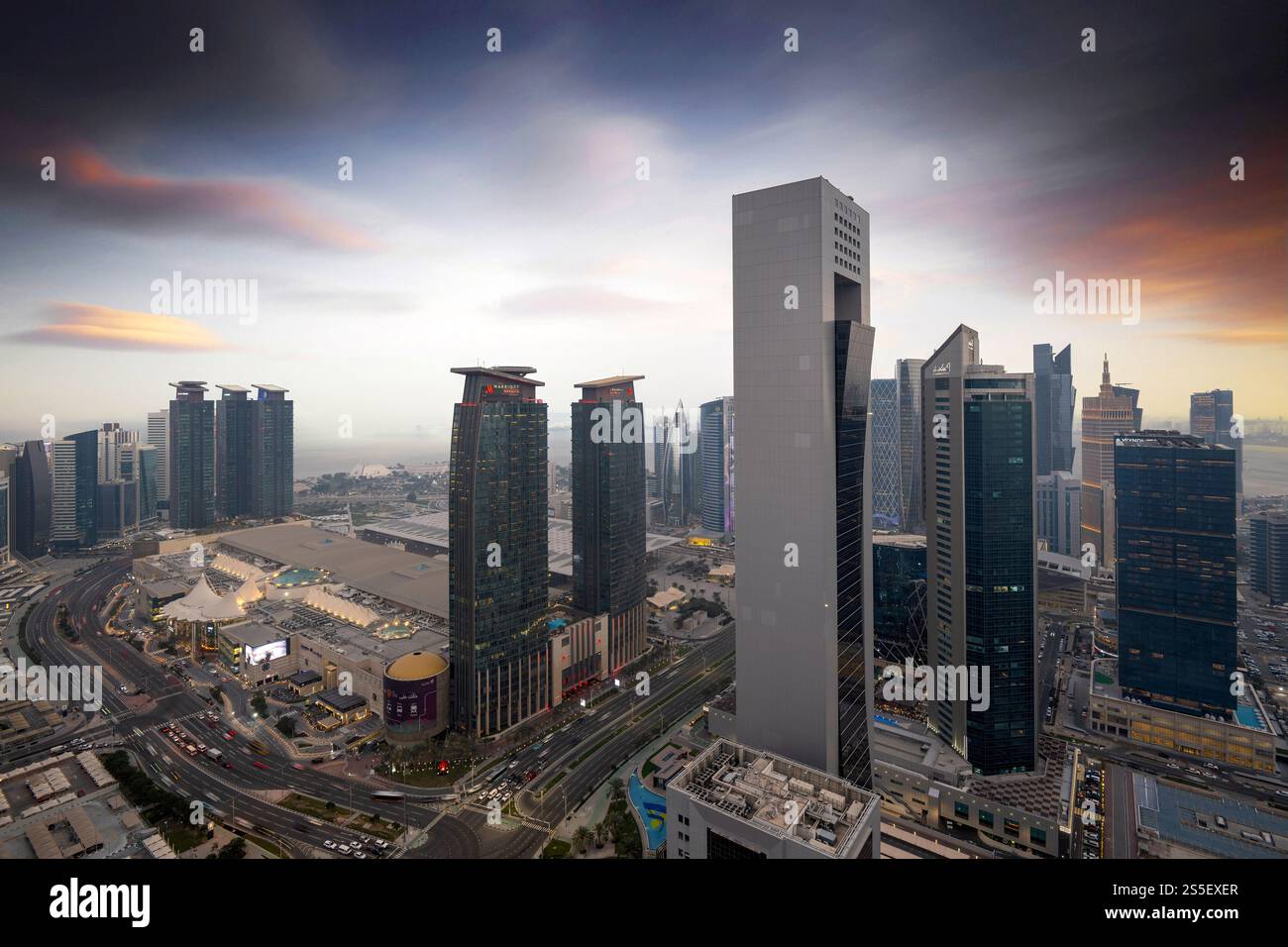 Aerial View of west bay area Doha City. Business and financial hub of ...