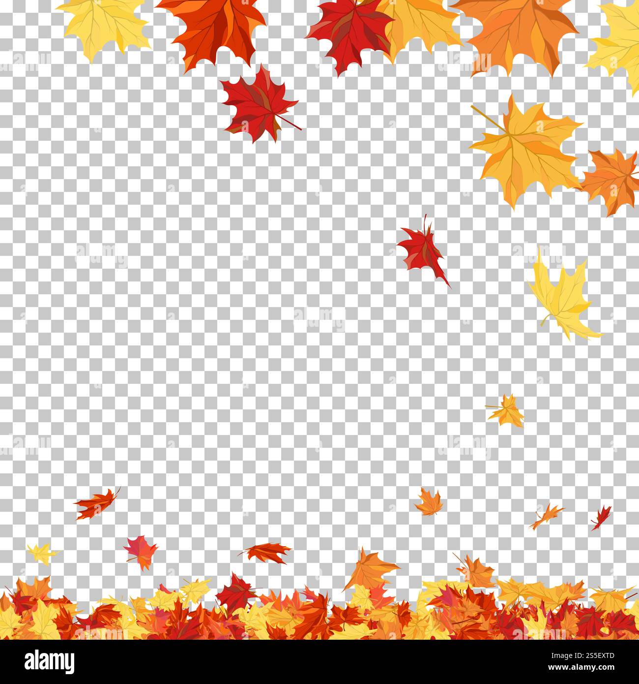 Fall (Autumn) Theme With Maple Leaves. Transparency Grid Background ...