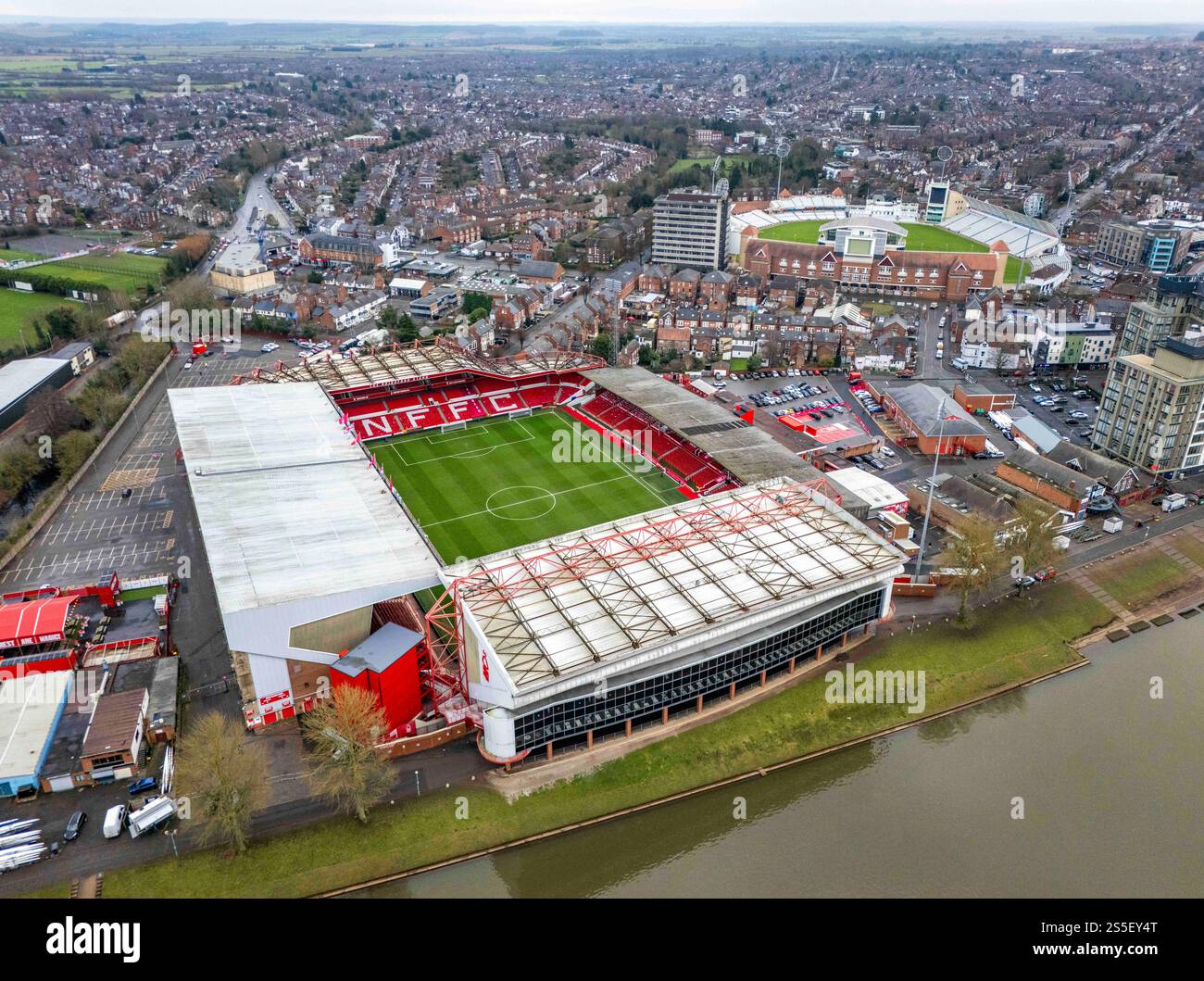 Nottingham, UK. 14th Jan, 2025. Ground and aerial view outside and ...