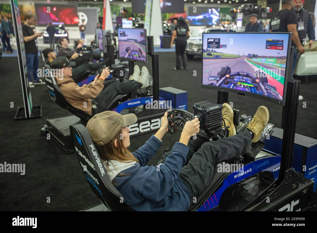 Detroit, Michigan, USA. 10th Jan, 2025. Young men drive simulated race ...