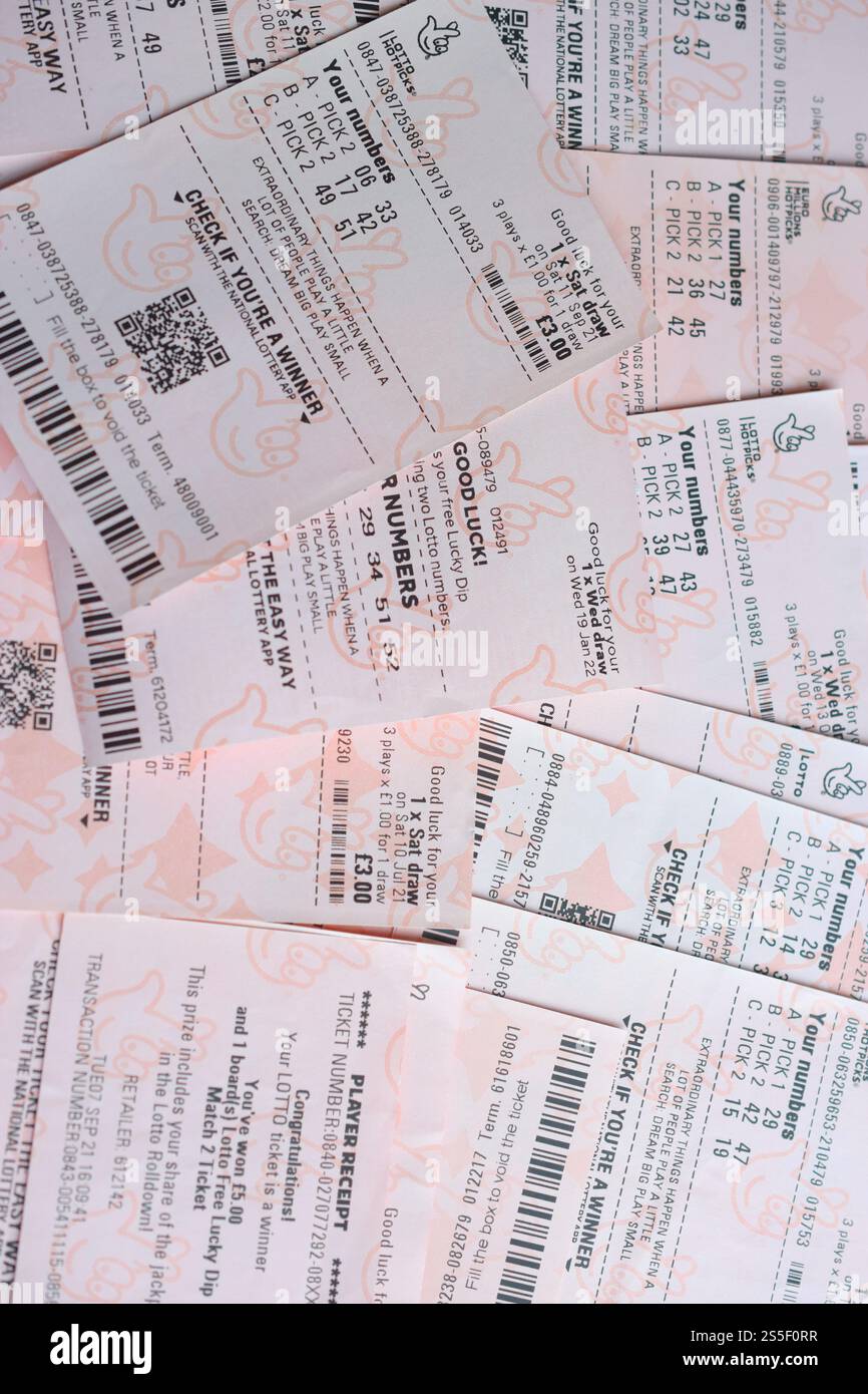 Vertical background image with UK national lottery tickets Stock Photo ...