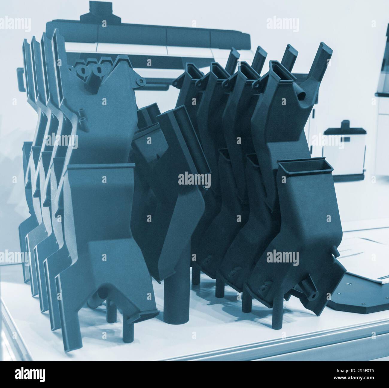 Complex multi-part model printed on 3D printer from black polyamide ...
