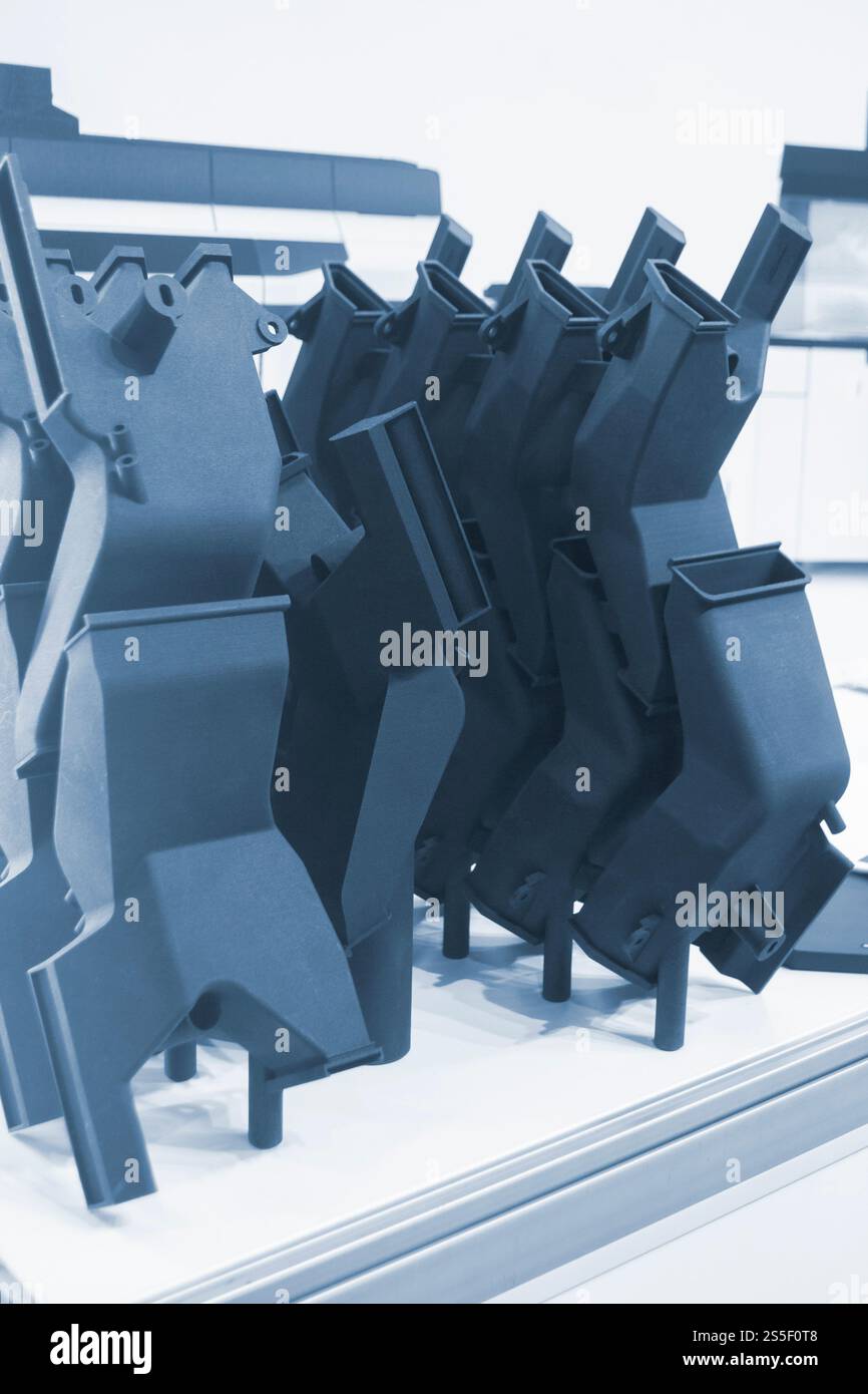 Complex multi-part model printed on 3D printer from black polyamide ...