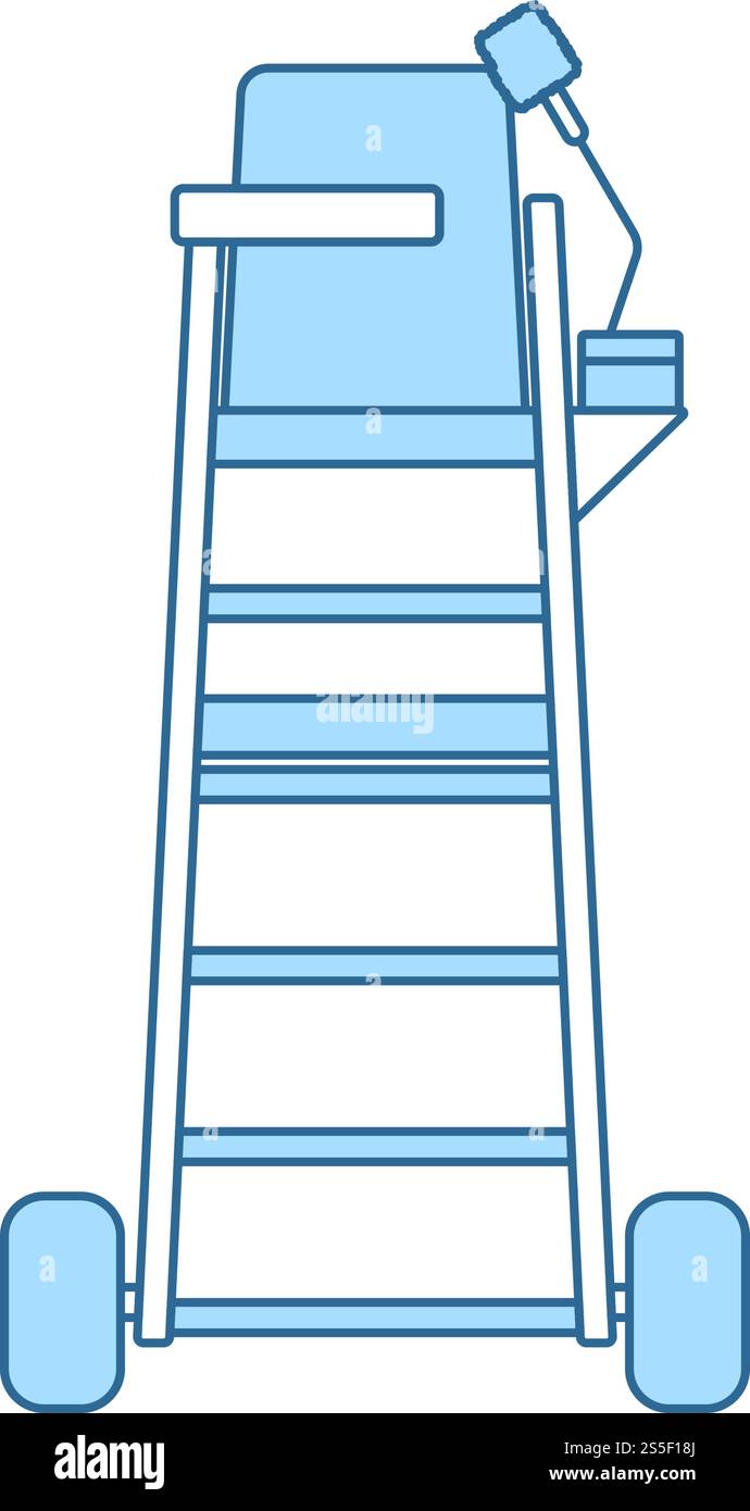 Tennis Referee Chair Tower Icon. Thin Line With Blue Fill Design ...