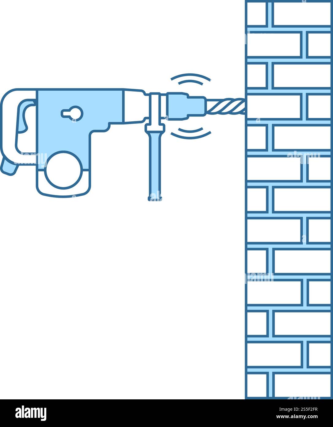 Icon Of Perforator Drilling Wall. Thin Line With Blue Fill Design ...