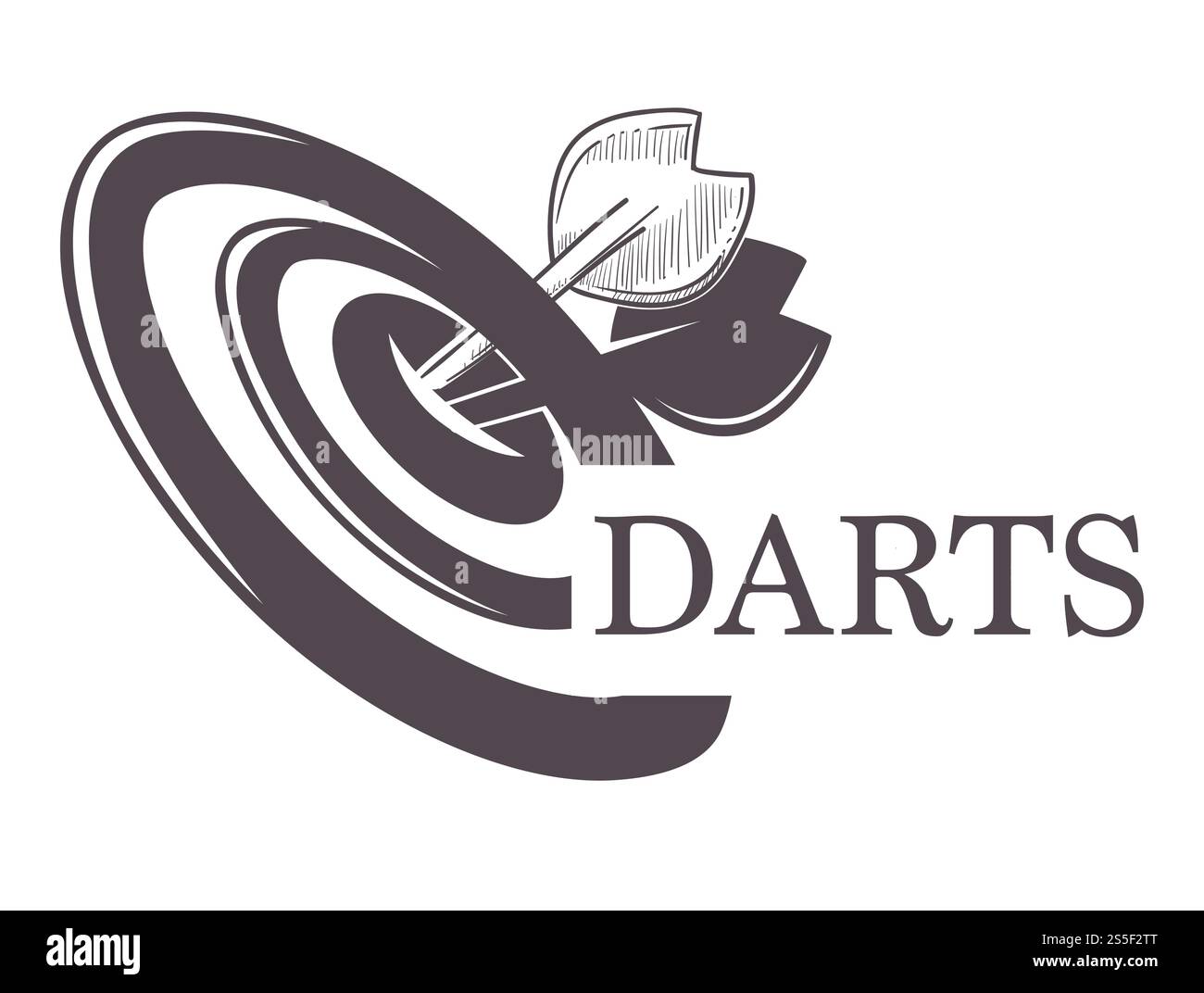 Darts championship, tournament sketch logo vector. Monochrome outline ...