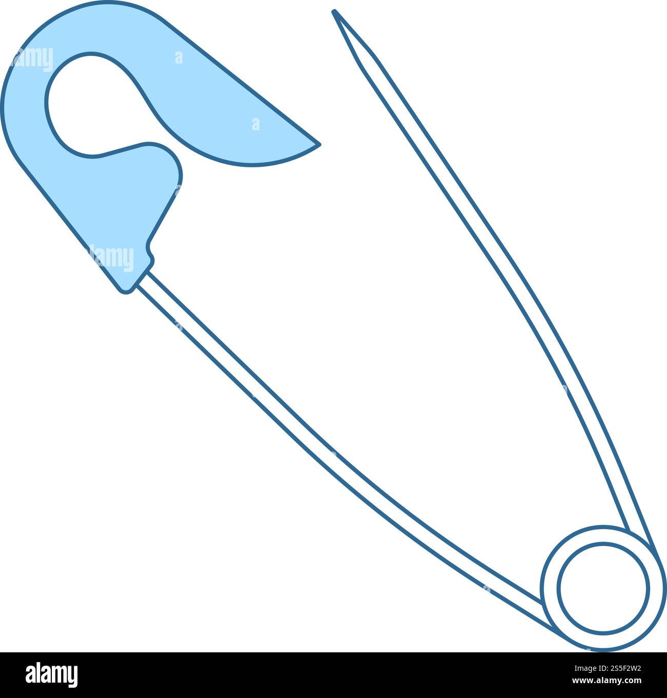 Tailor Safety Pin Icon. Thin Line With Blue Fill Design. Vector ...