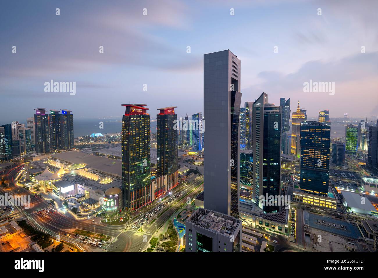 Aerial View of west bay area Doha City. Business and financial hub of ...