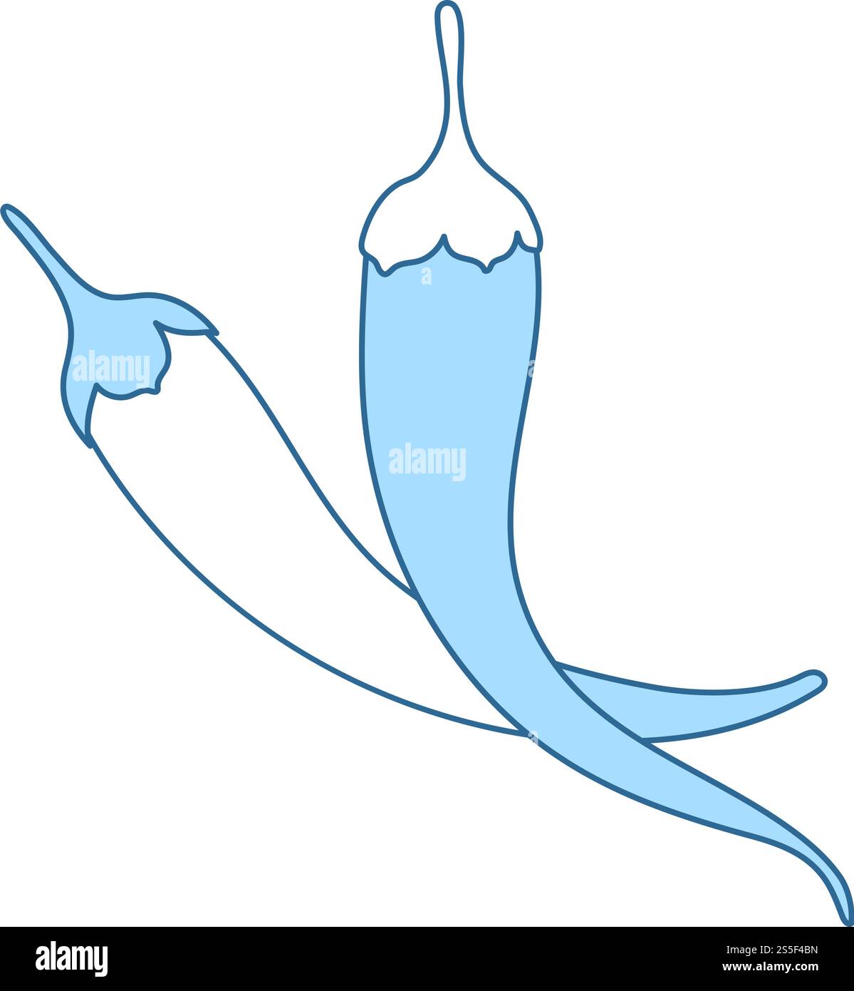 Chili Pepper Icon. Thin Line With Blue Fill Design. Vector Illustration ...