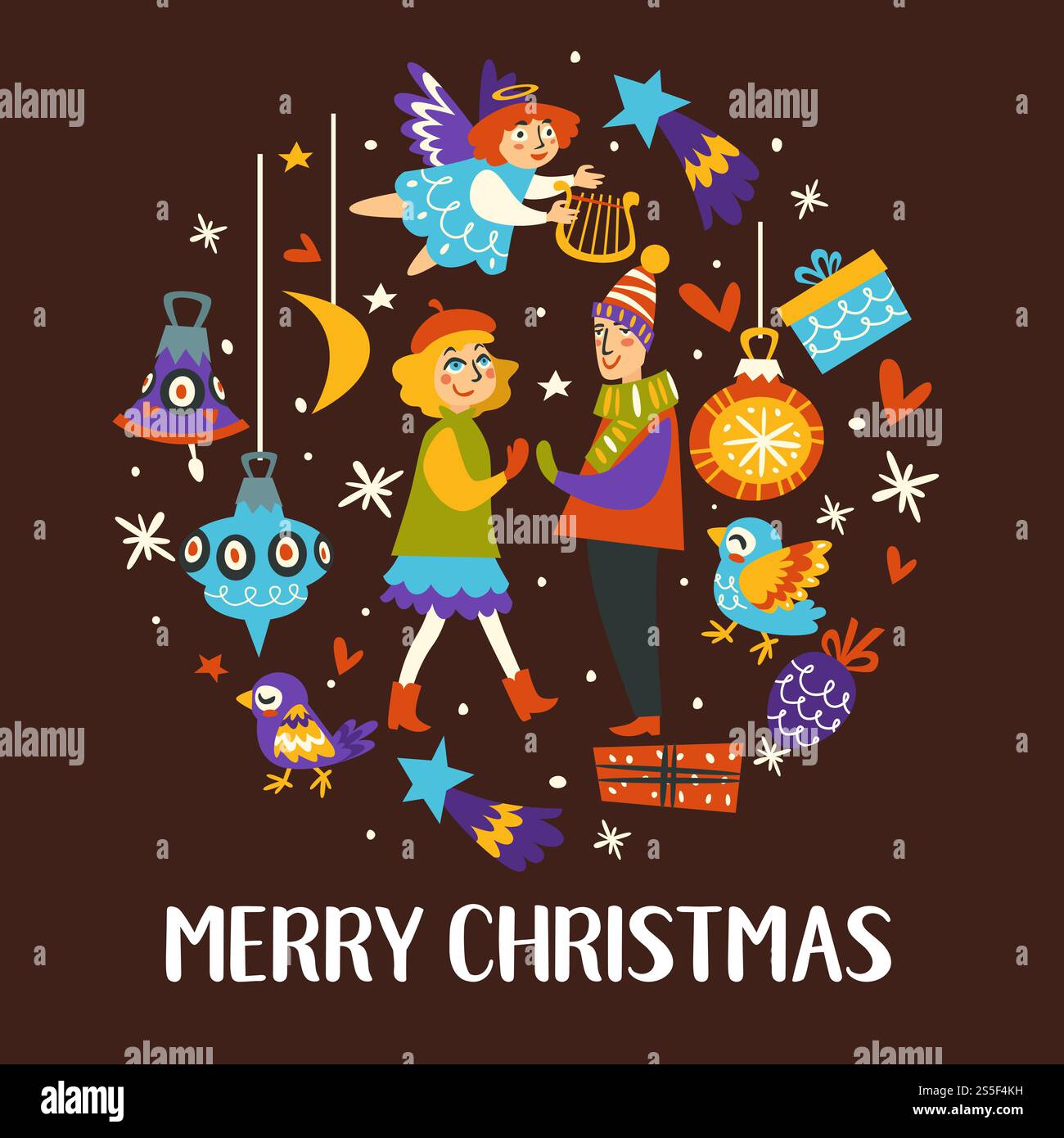 Merry Christmas winter holiday greeting and celebration banner vector ...
